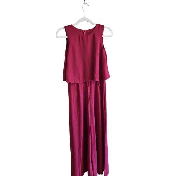 unbranded | Pants & Jumpsuits | Wine Colored Wide Leg Sleeveless Jumper ...
